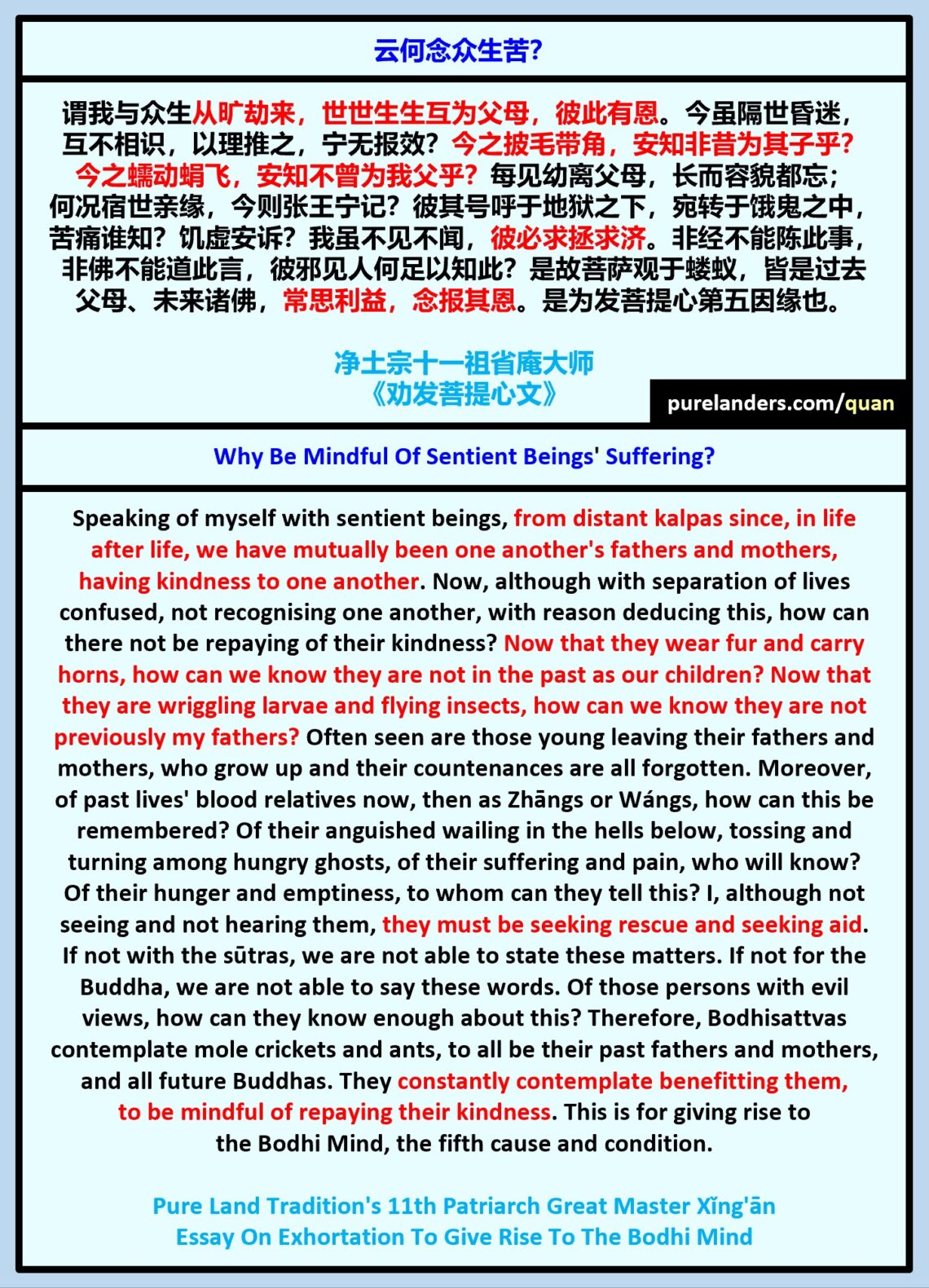 [5] Why Be Mindful Of Sentient Beings’ Kindness? 云何念众生恩？ – Purelanders