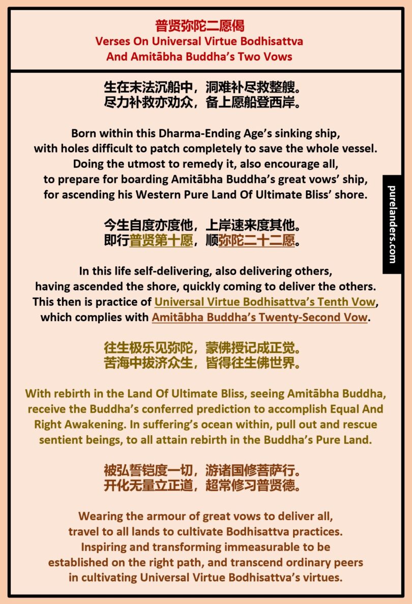 Verses On Universal Virtue Bodhisattva And Amitābha Buddha’s Two Vows ...